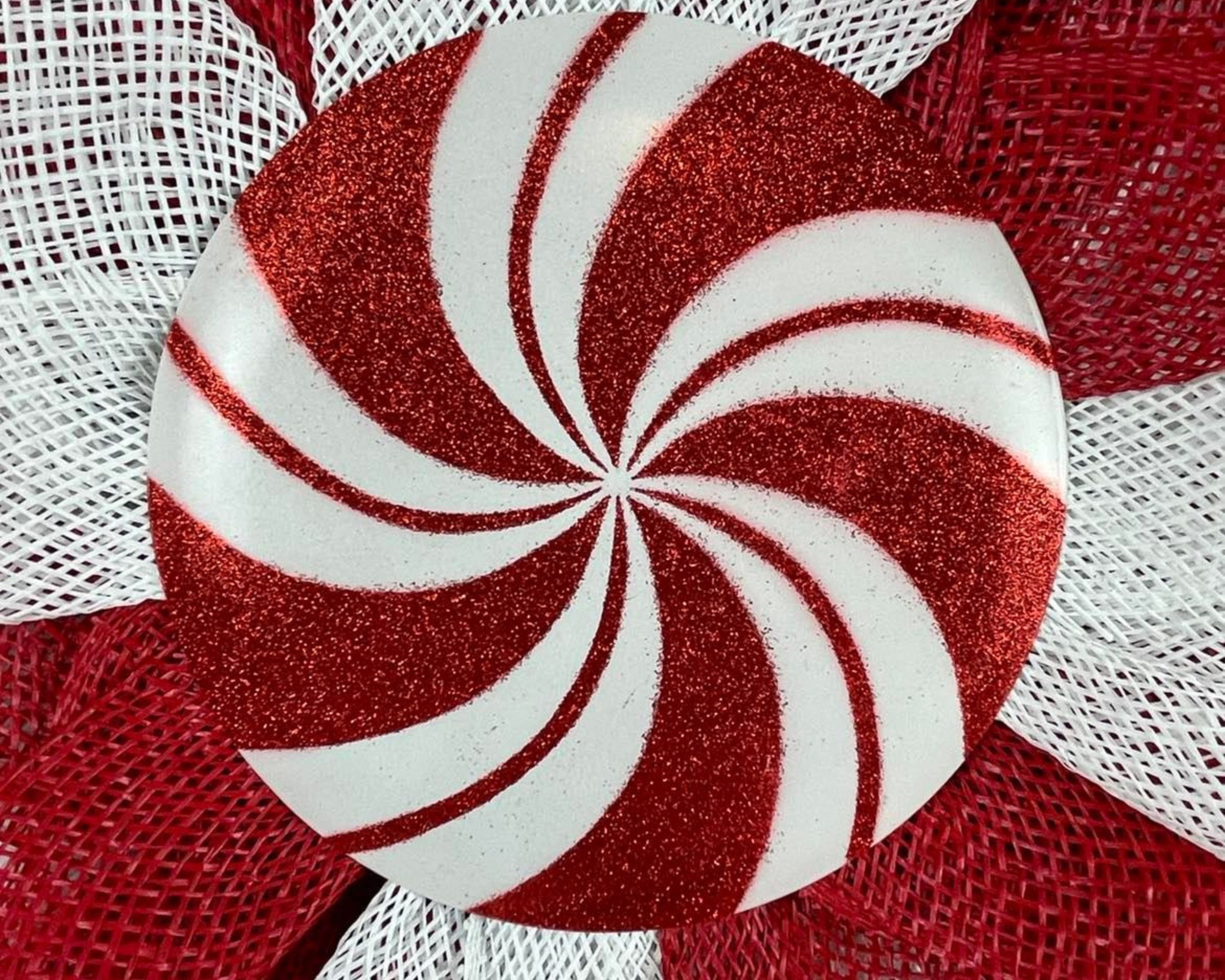 Peppermint Christmas Wreath, Candy Cane Door Hanger, Red White Holiday ...