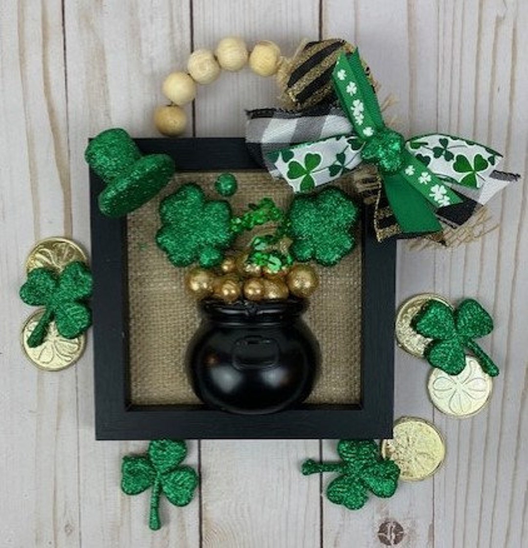 St. Patrick's Day Sign; Pot of Gold Sign; Shelf-sitter; Tiered Tray ...