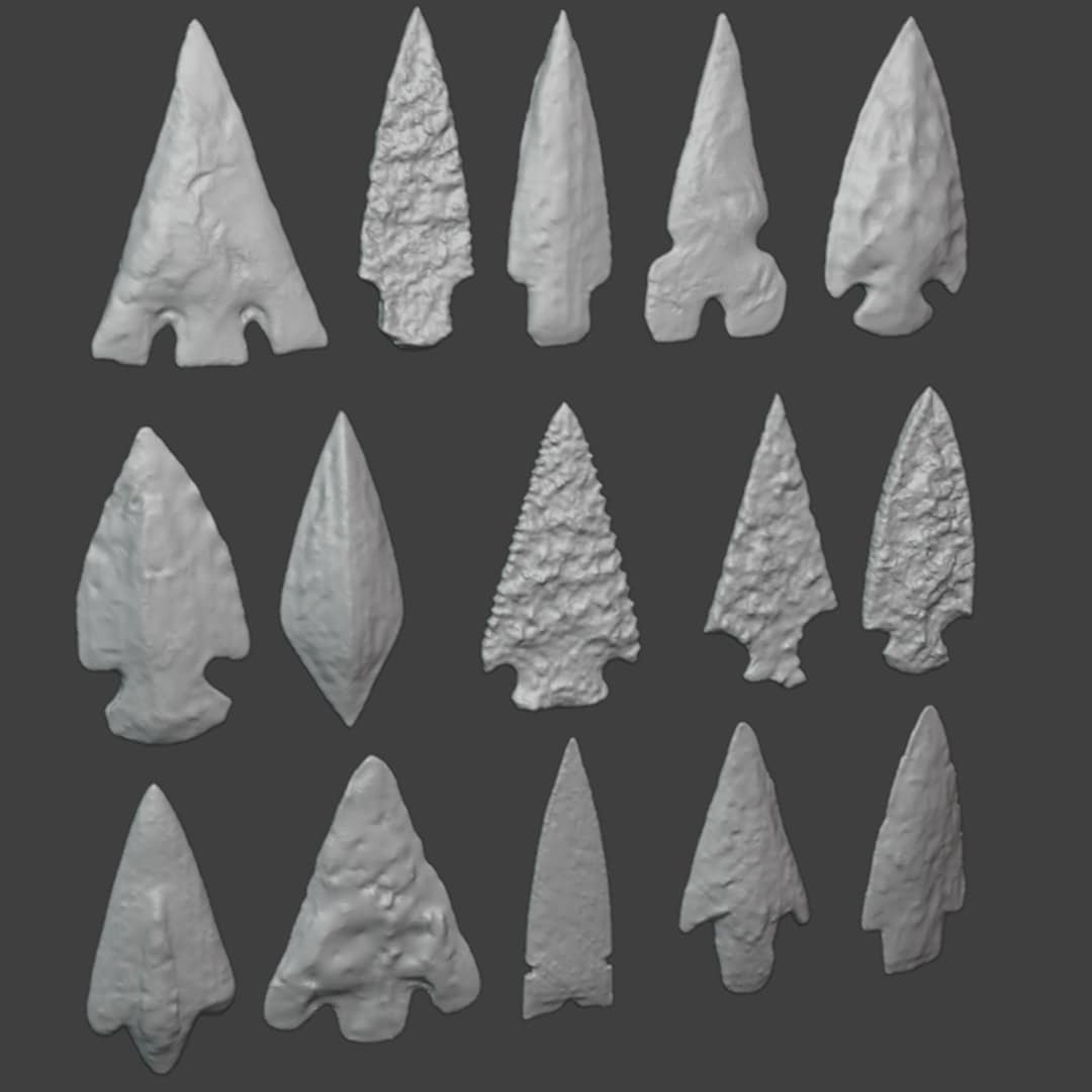 Flintknapped Arrowheads Collection - 15 STL Files for 3D Printing ...