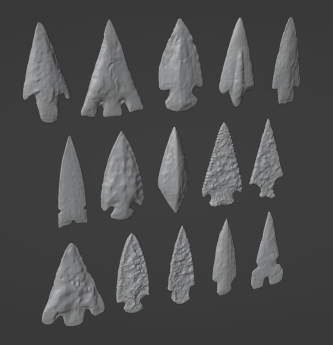 Flintknapped Arrowheads Collection STL File Digital Download 3D ...