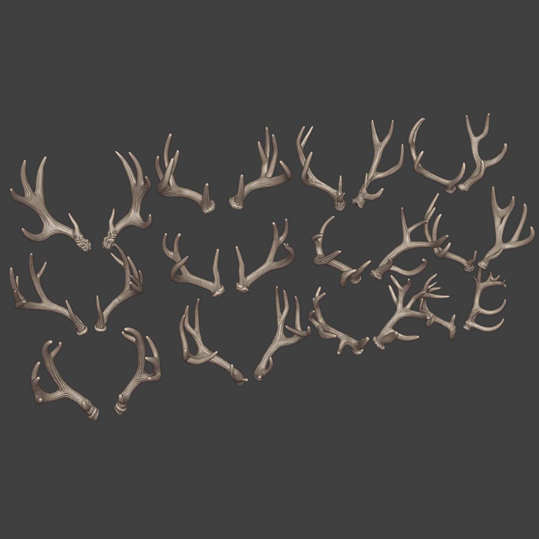Deer Antlers Collection - 12 STL Files for 3D Printing | Digital ...