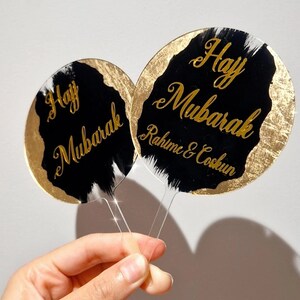 Hajj Mubarak Cake Topper, Islamic Cake Topper, Personalised Hajj Topper ...