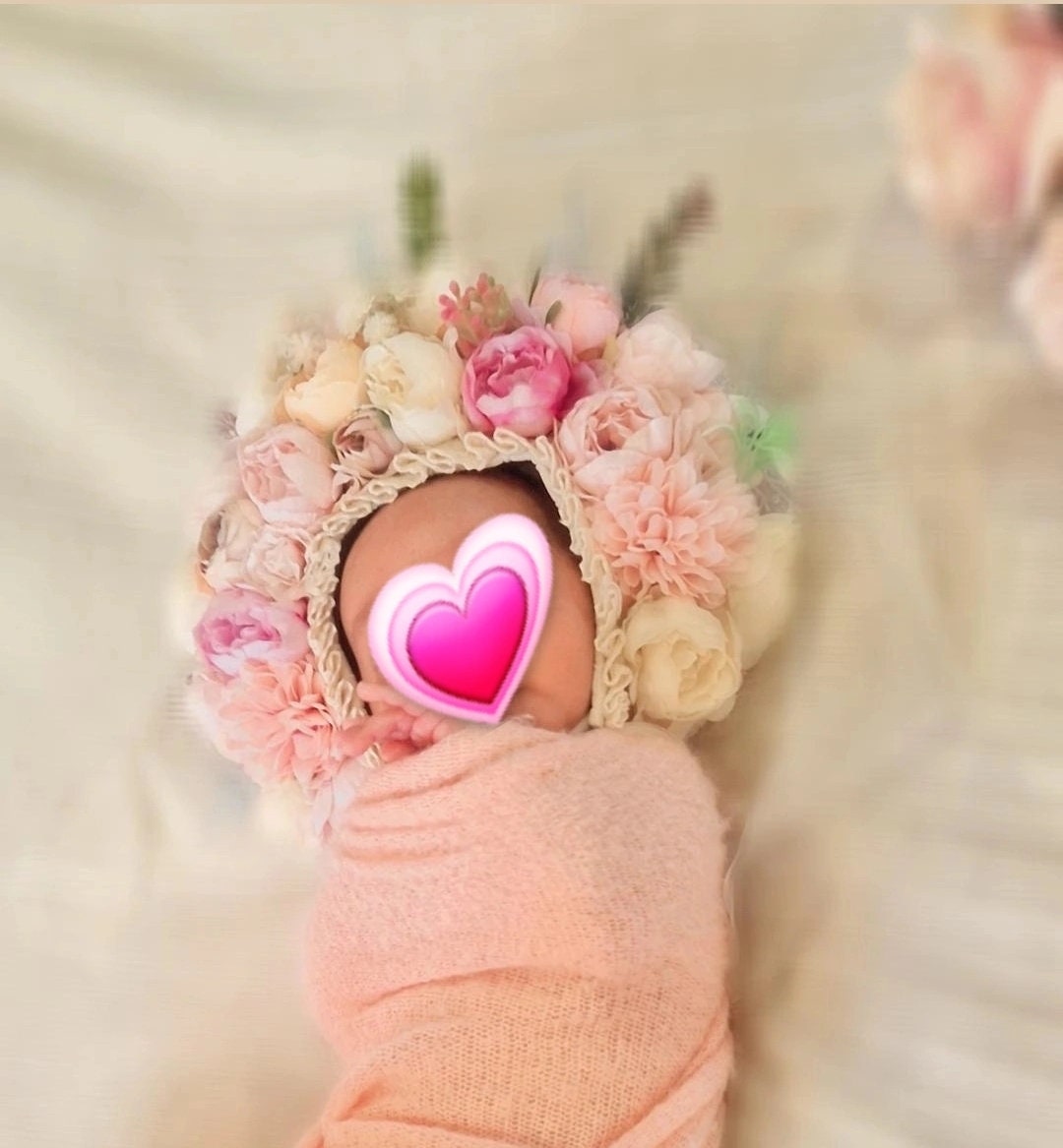 New Born Flower Tiara Photoshoot Props, Baby Photoshoot Props, Baby Flower Roses Bonnet - Etsy