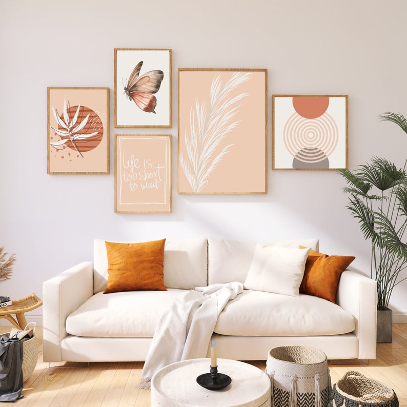 5 PIECE WALL ART Set Boho Printable Art Abstract Bohemian - Etsy