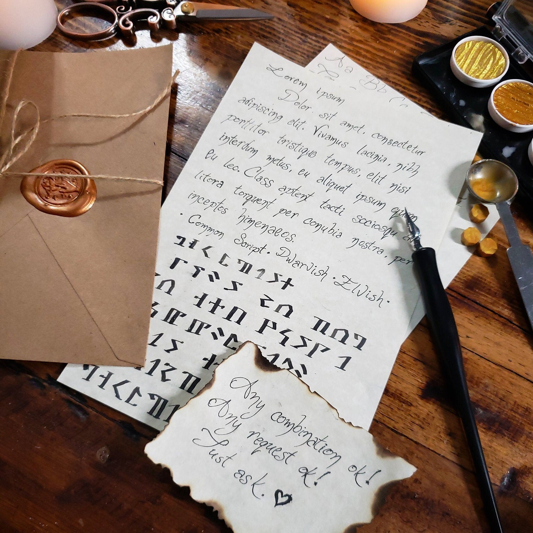 Handwritten Letter With Wax Seal Customizable Dark Academia - Etsy