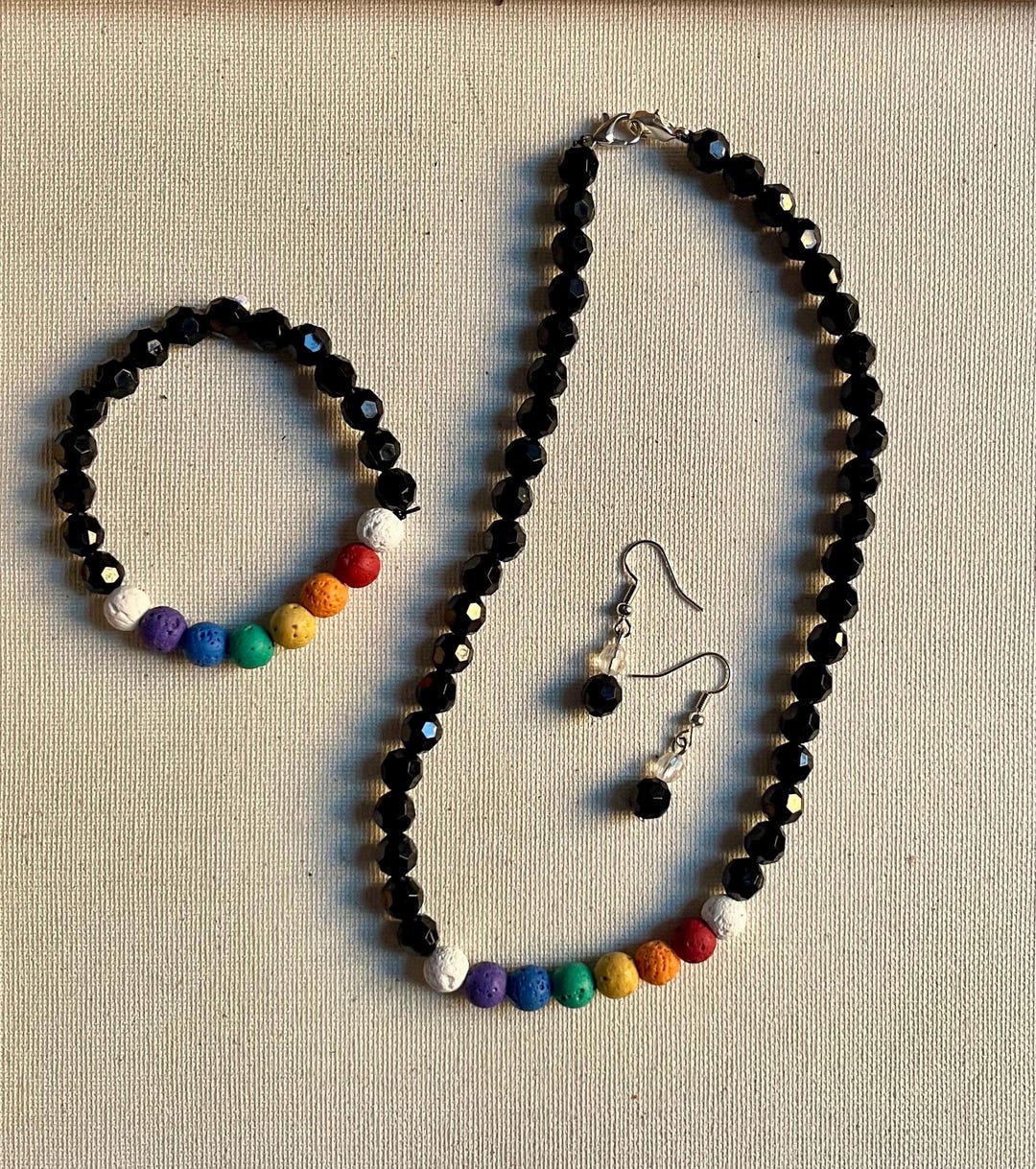 Rainbow, Lava Rock Jewelry Set - Etsy