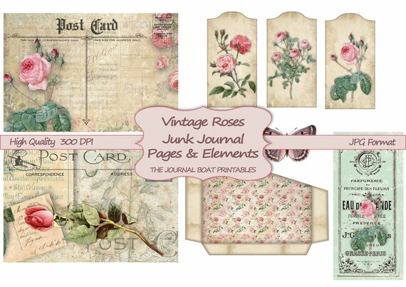 Paper Paper & Party Supplies Vintage Shabby chic junk journal printable ...