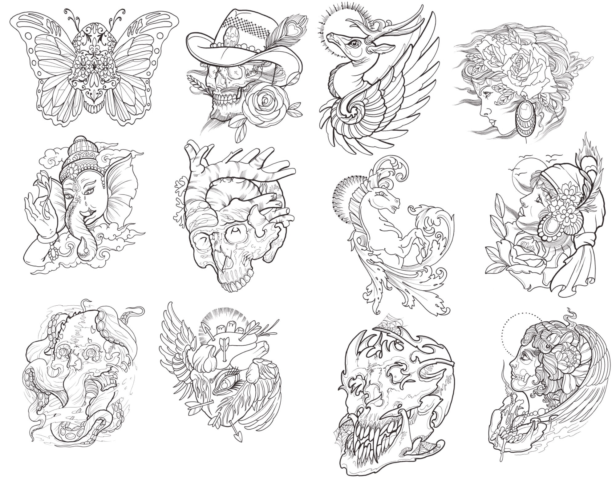 70 Procreate Tattoo Flash Tattoo Stamps for Artists Tattoo | Etsy