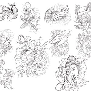 70 Procreate Tattoo Flash Tattoo Stamps for Artists Tattoo - Etsy Canada