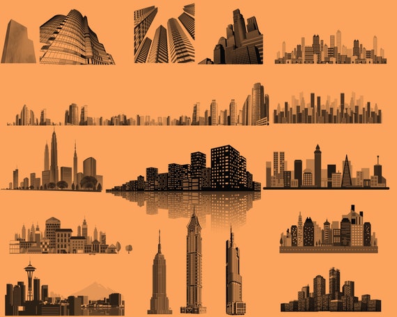 Cityscape Silhouette Brushes 100+ City Skyline Procreate Brush Set