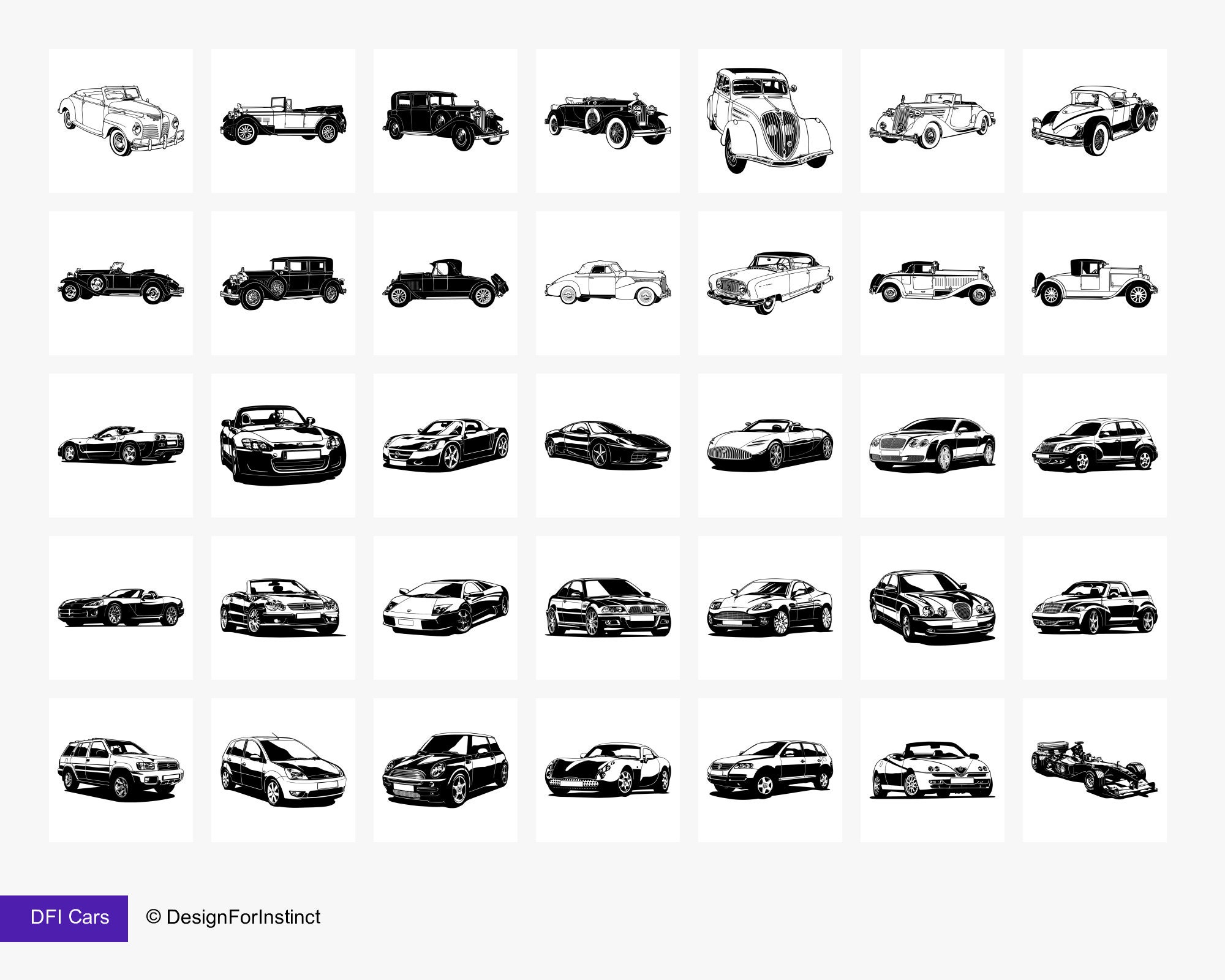 Car Stamp Brushes Procreate Retro Cars Stamps Modern & | Etsy