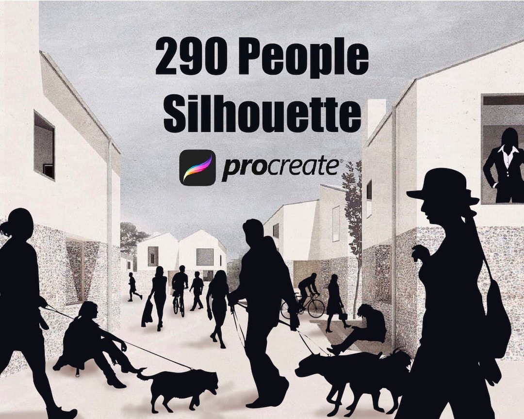 Procreate People Silhouette Stamp Brush: 290 Humans, Poses (digital ...