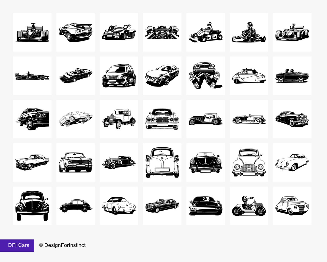 Car Stamp Brushes Procreate Retro Cars Stamps Modern & | Etsy