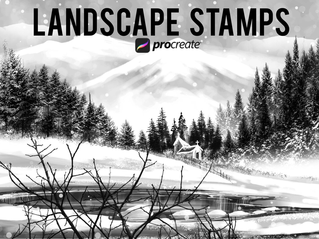 120 Procreate Landscape Stamps, Procreate Tree Brushes, Nature, Manga ...