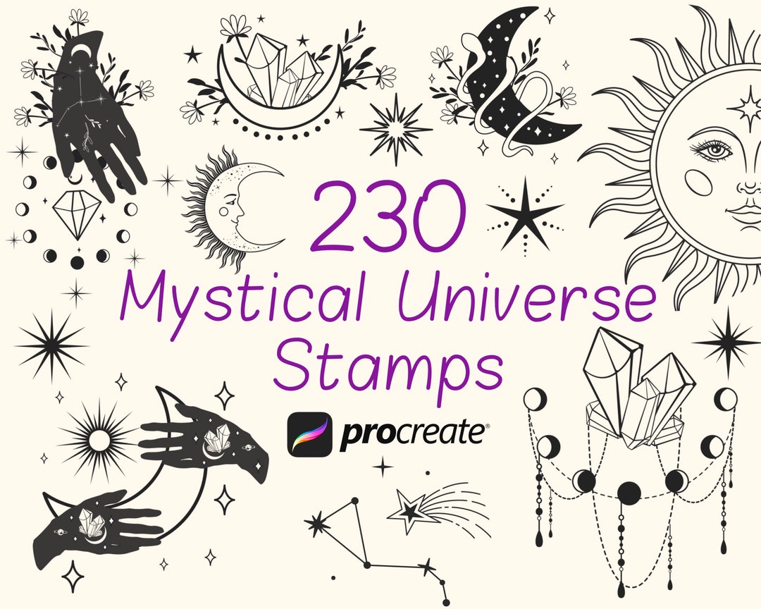 230 Mystical Moon Procreate Stamps: Celestial, Witchcraft & Magic - Etsy