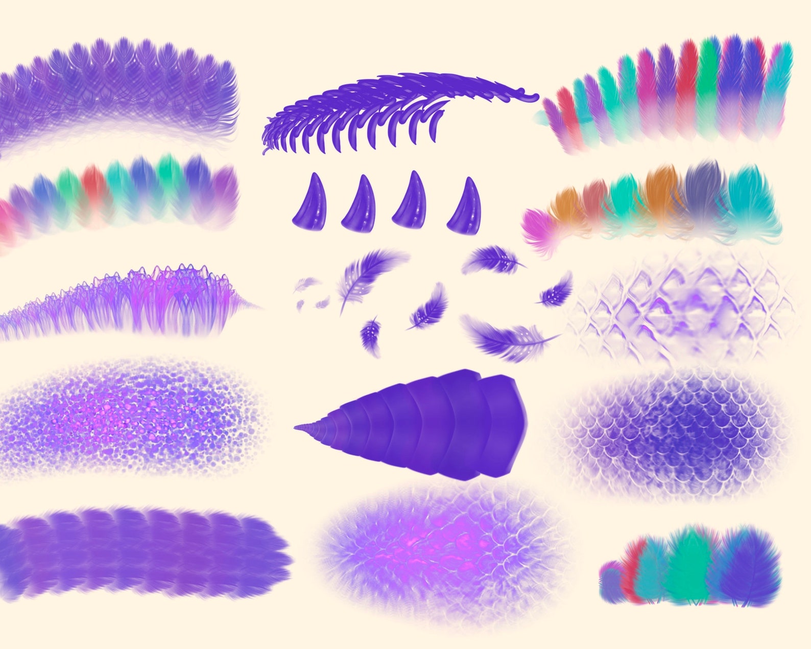 80 Procreate Feather Brushes Procreate Animal Stamps Set - Etsy