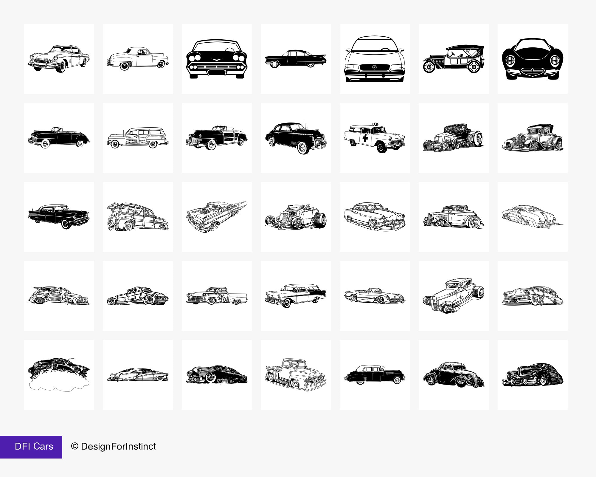 Car Stamp Brushes Procreate Retro Cars Stamps Modern & | Etsy