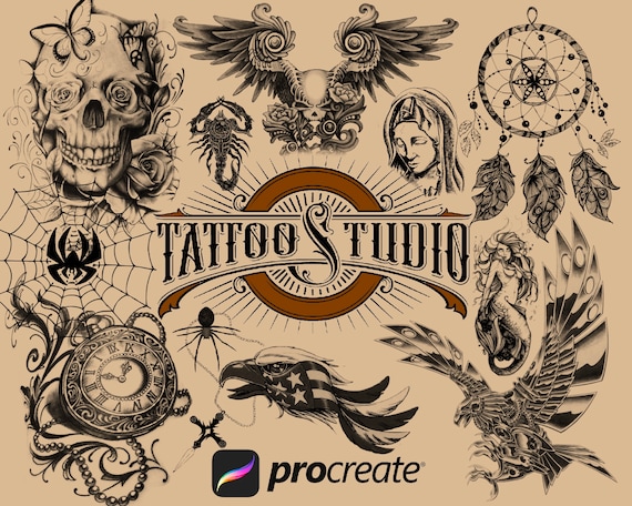150 Procreate Flash Tattoo Mega Set Traditional Tattoo Stamps | Etsy