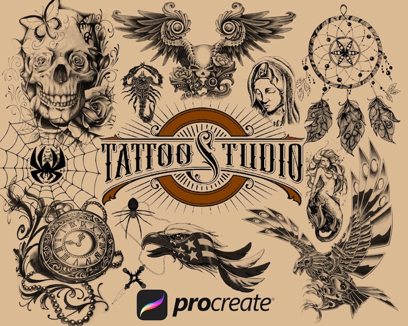 150 Procreate Flash Tattoo Mega Set Traditional Tattoo Stamps | Etsy