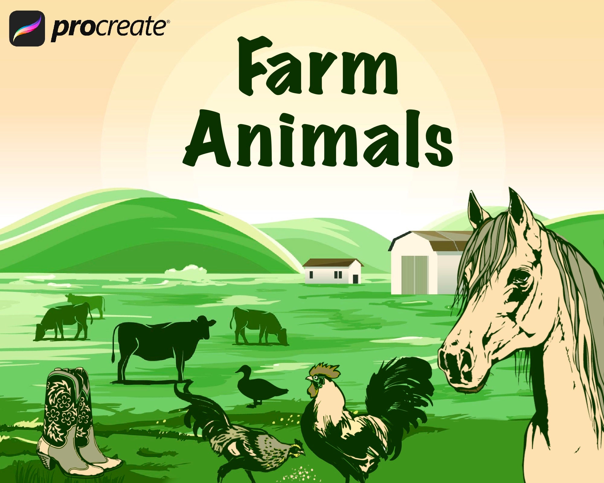 220 Procreate Farm Animals Stamps Barn Animals for Procreate - Etsy