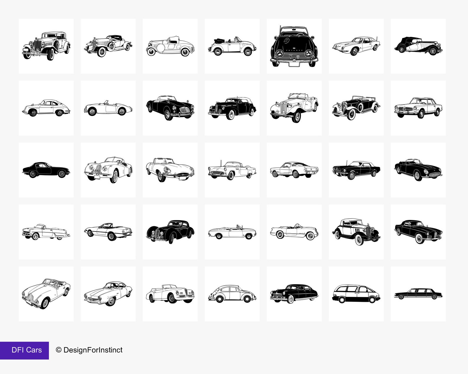 Car Stamp Brushes Procreate Retro Cars Stamps Modern & | Etsy