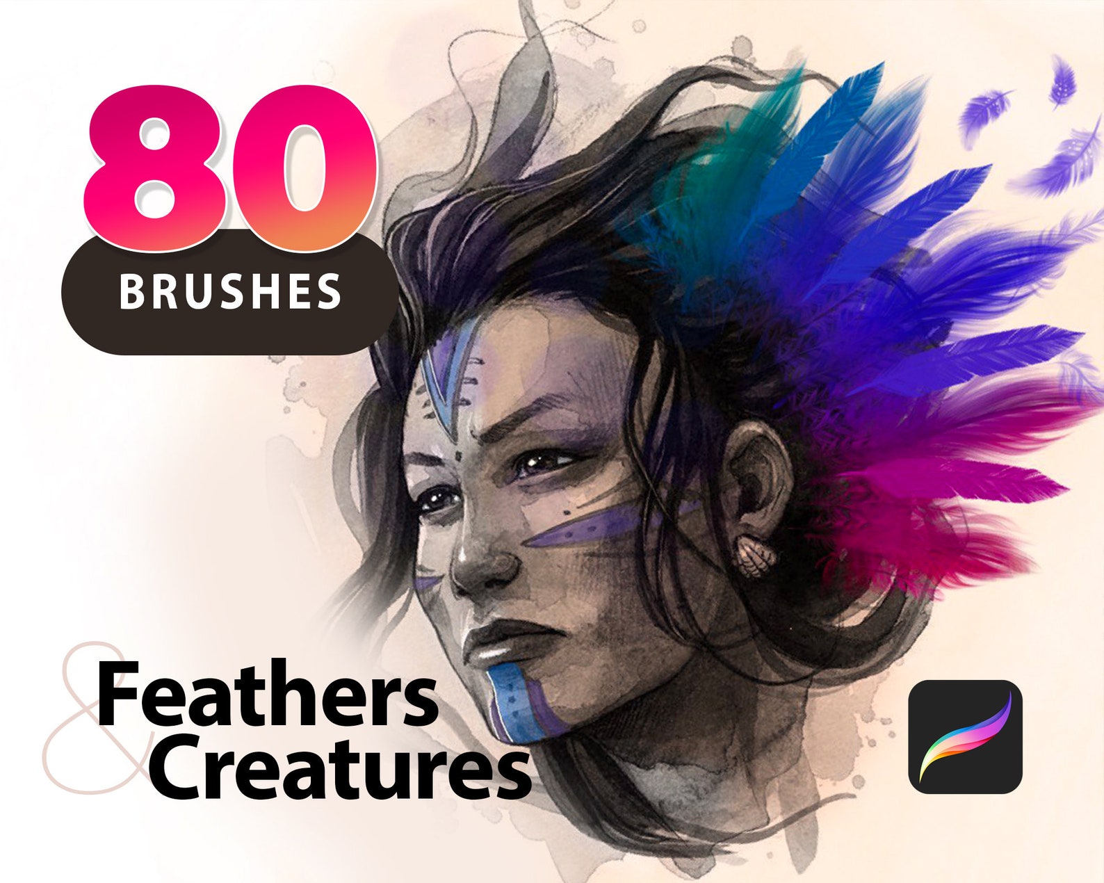 80 Procreate Feather Brushes Procreate Animal Stamps Set - Etsy