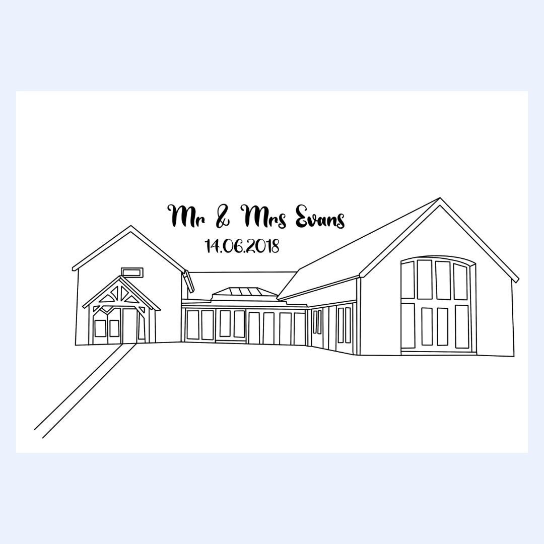 Personalised Wedding Venue Drawing // Custom Wedding Illustration ...