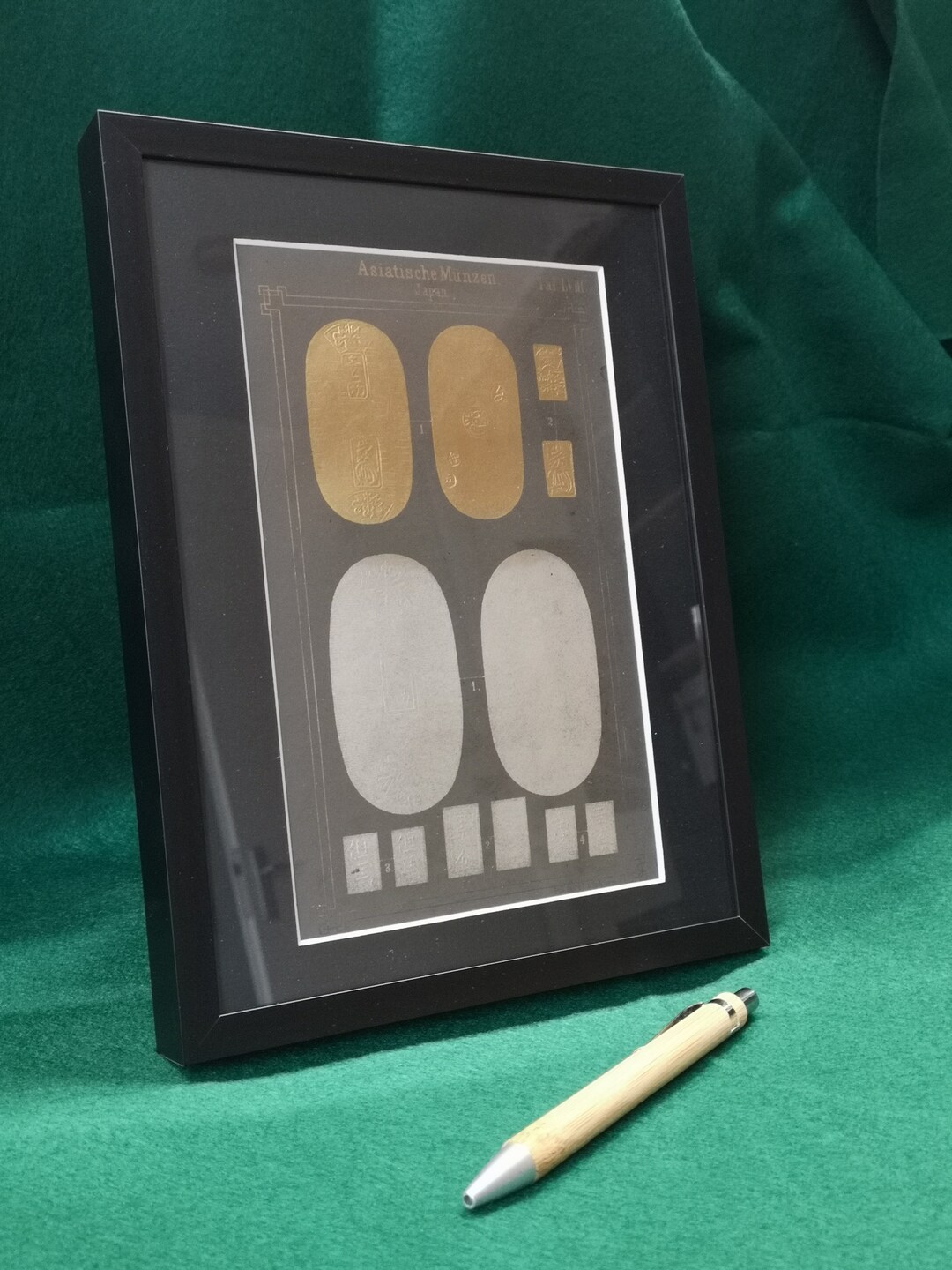 Framed Japanese Gold and Silver Coins Plate in Relief Print 1853 - Etsy