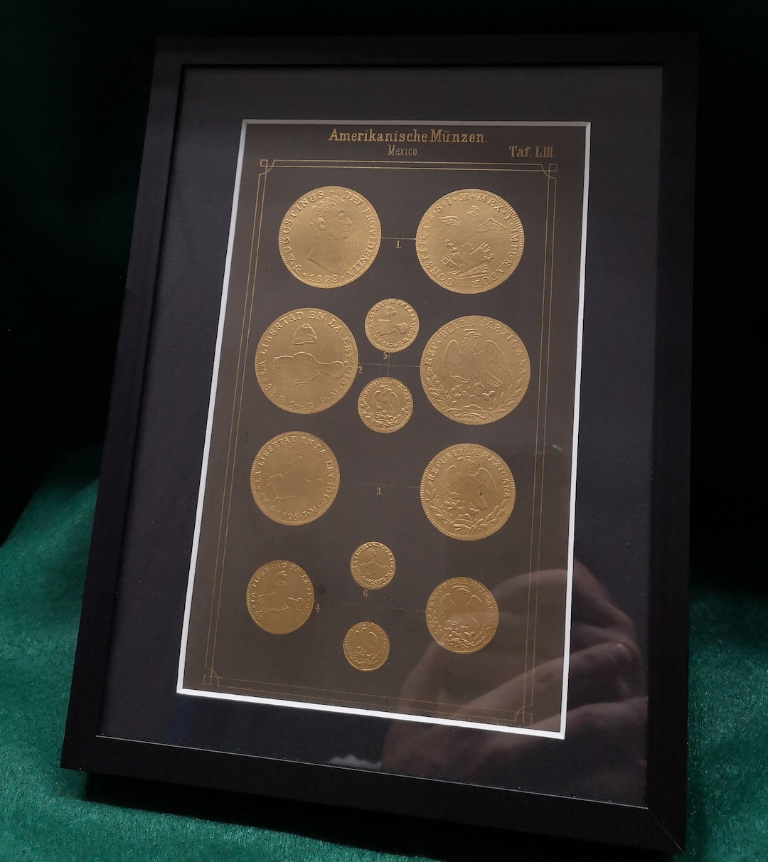 Framed Mexico Gold Coins Plate in Relief Print 1853 - Etsy