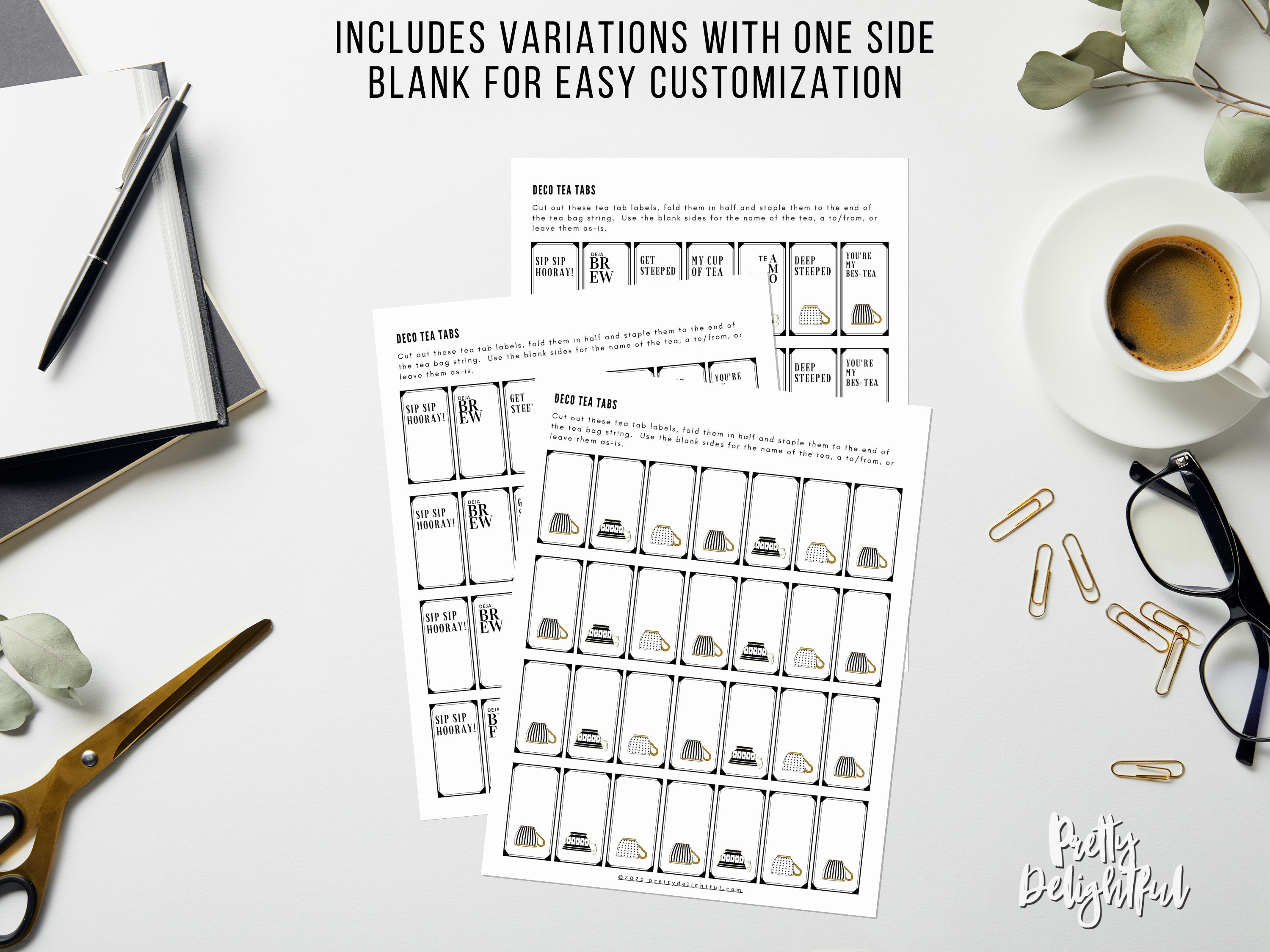 Printable Tea Bag Tabs for Homemade Tea Gifts Art Deco Style - Etsy