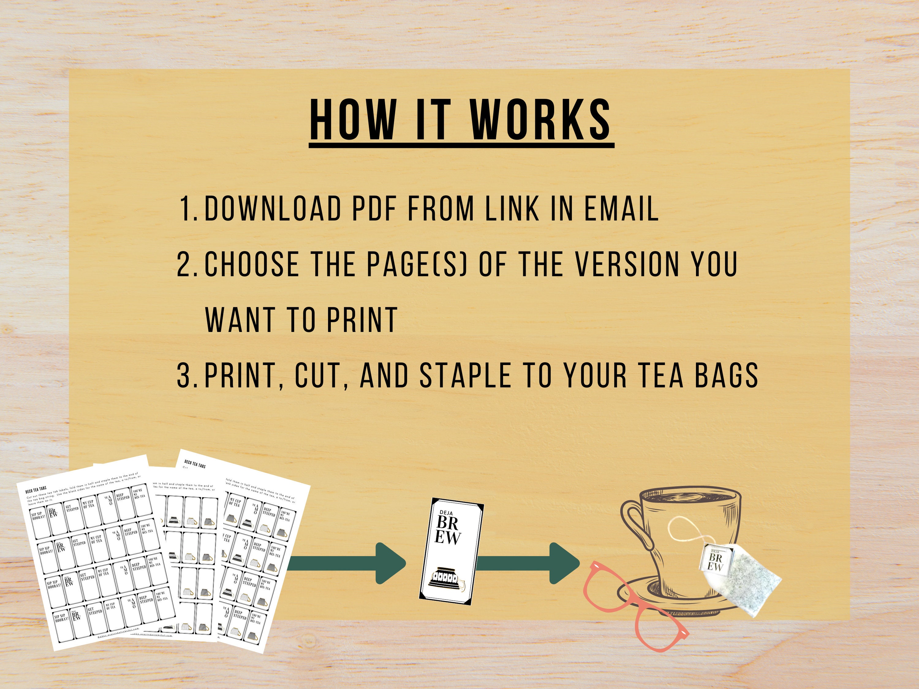 Printable Tea Bag Tabs for Homemade Tea Gifts Art Deco Style - Etsy