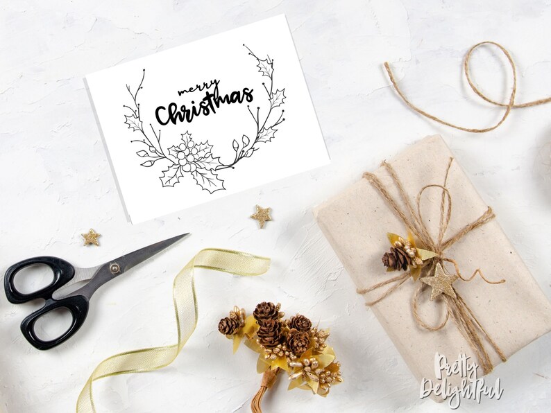 The Holly & the Ivy Printable Christmas Cards for Coloring - Etsy