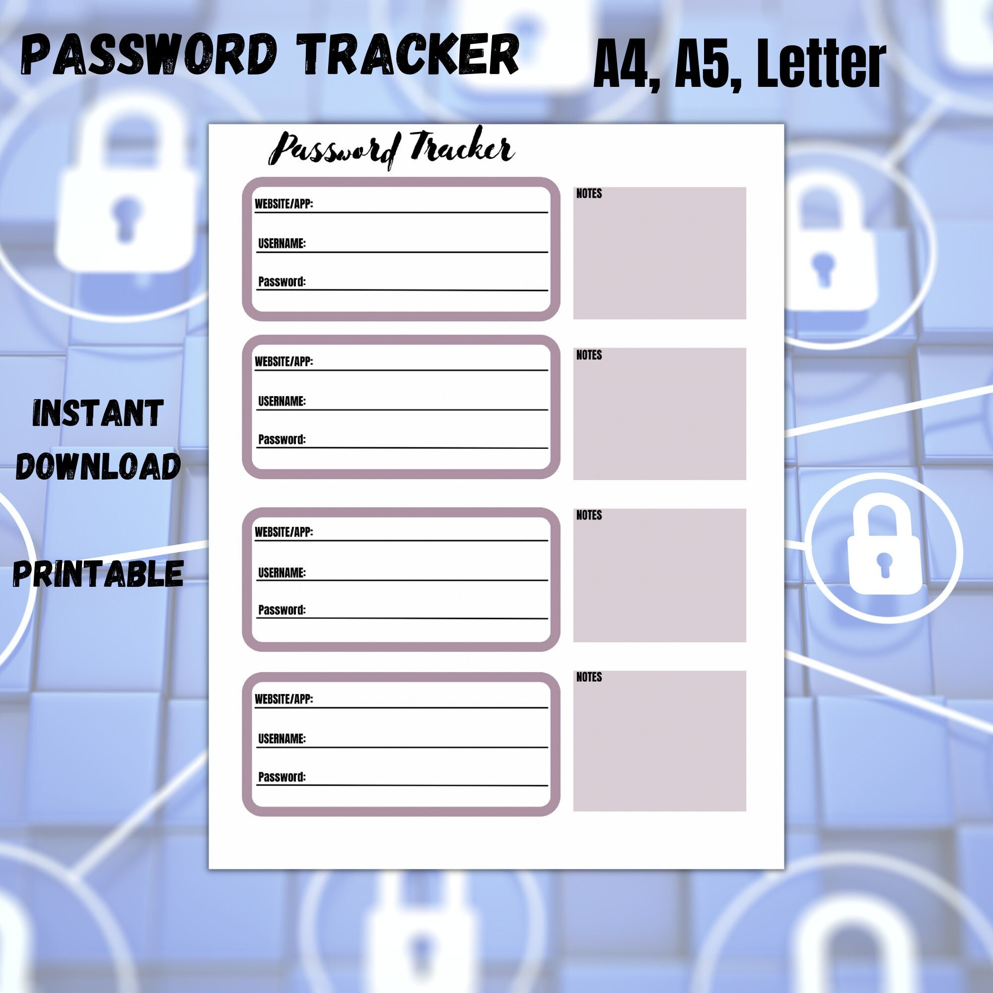 Template-password Tracker-printable-goodnotes-notability-print at Home ...