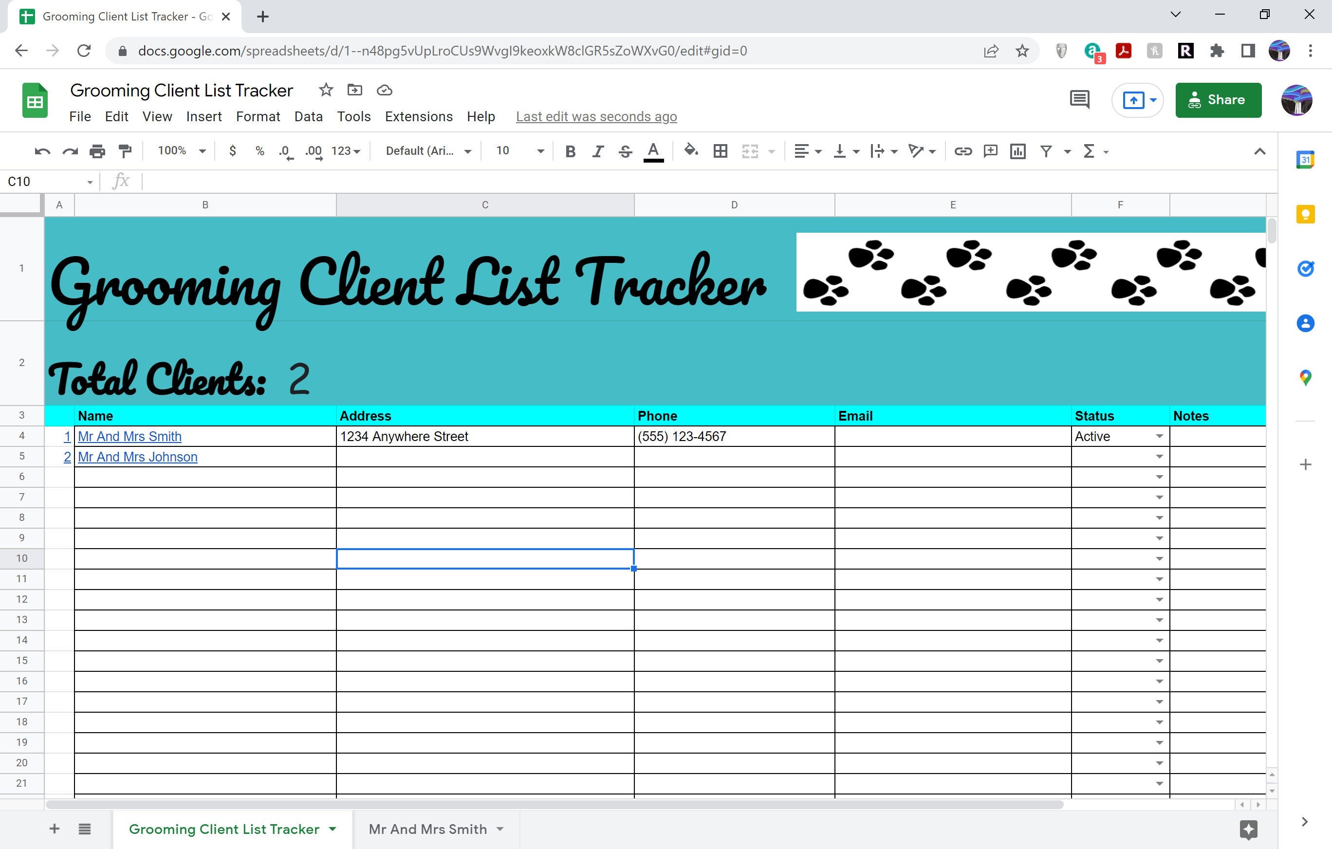 Client List Tracker-grooming-template-spreadsheet-google Sheets ...