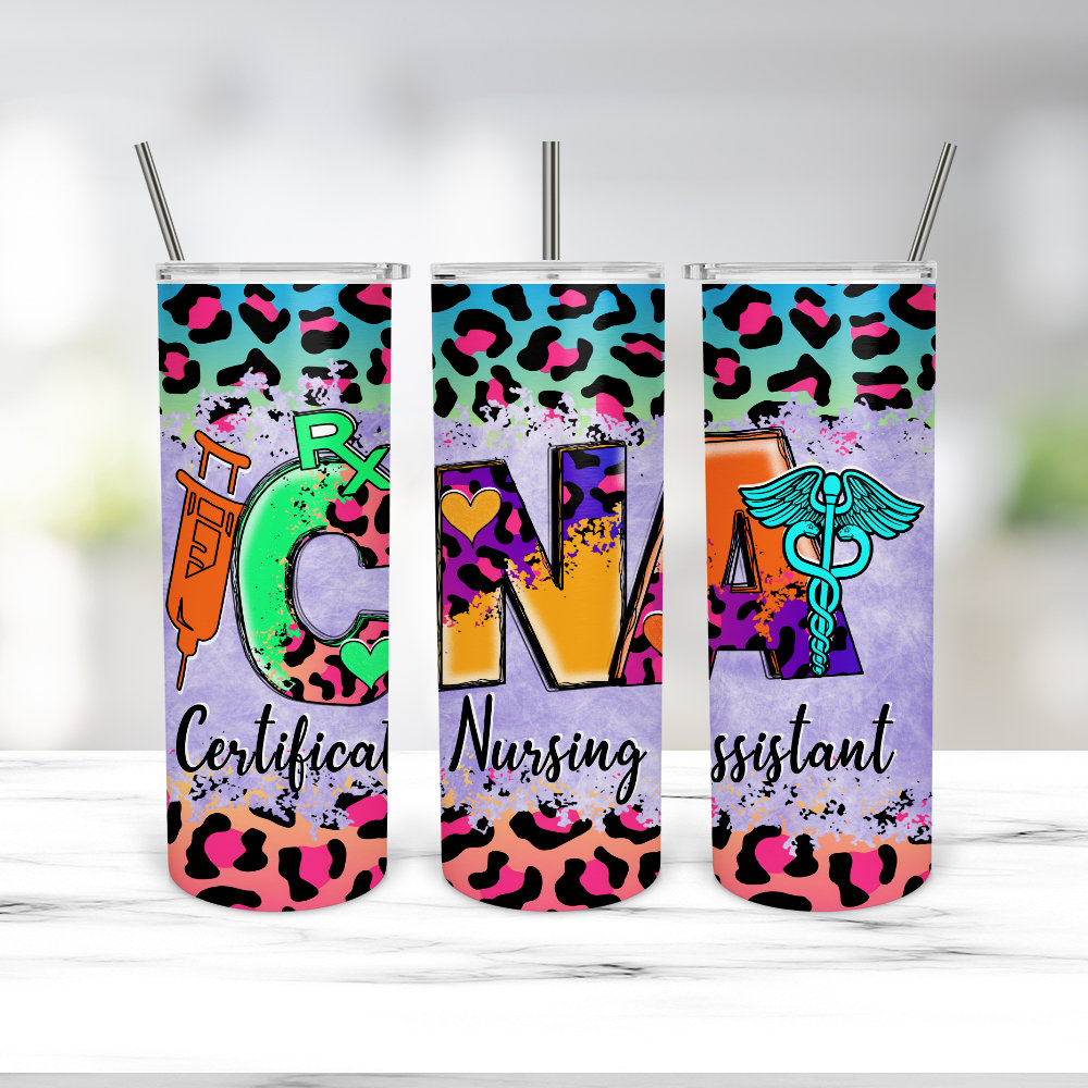 CNA Leopard Skinny Tumbler Sublimation Certificate Nursing Assistant ...