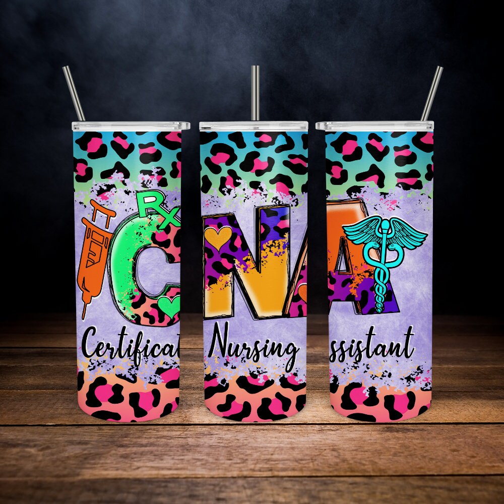 CNA Leopard Skinny Tumbler Sublimation Certificate Nursing Assistant ...