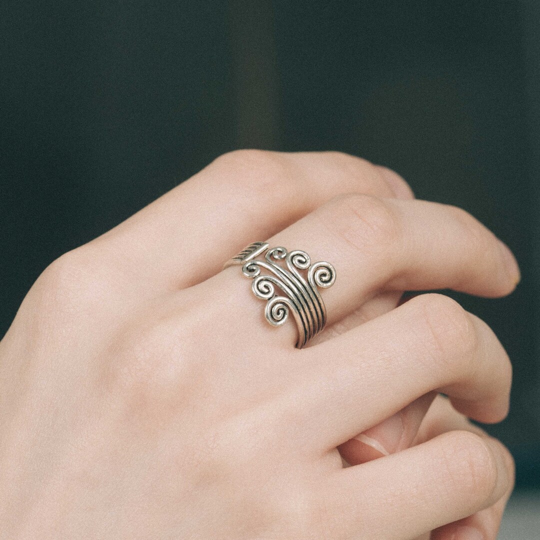 Hmong Silver Spiral Ring-tribal Thai Geometric Jewelry-chunky Boho ...
