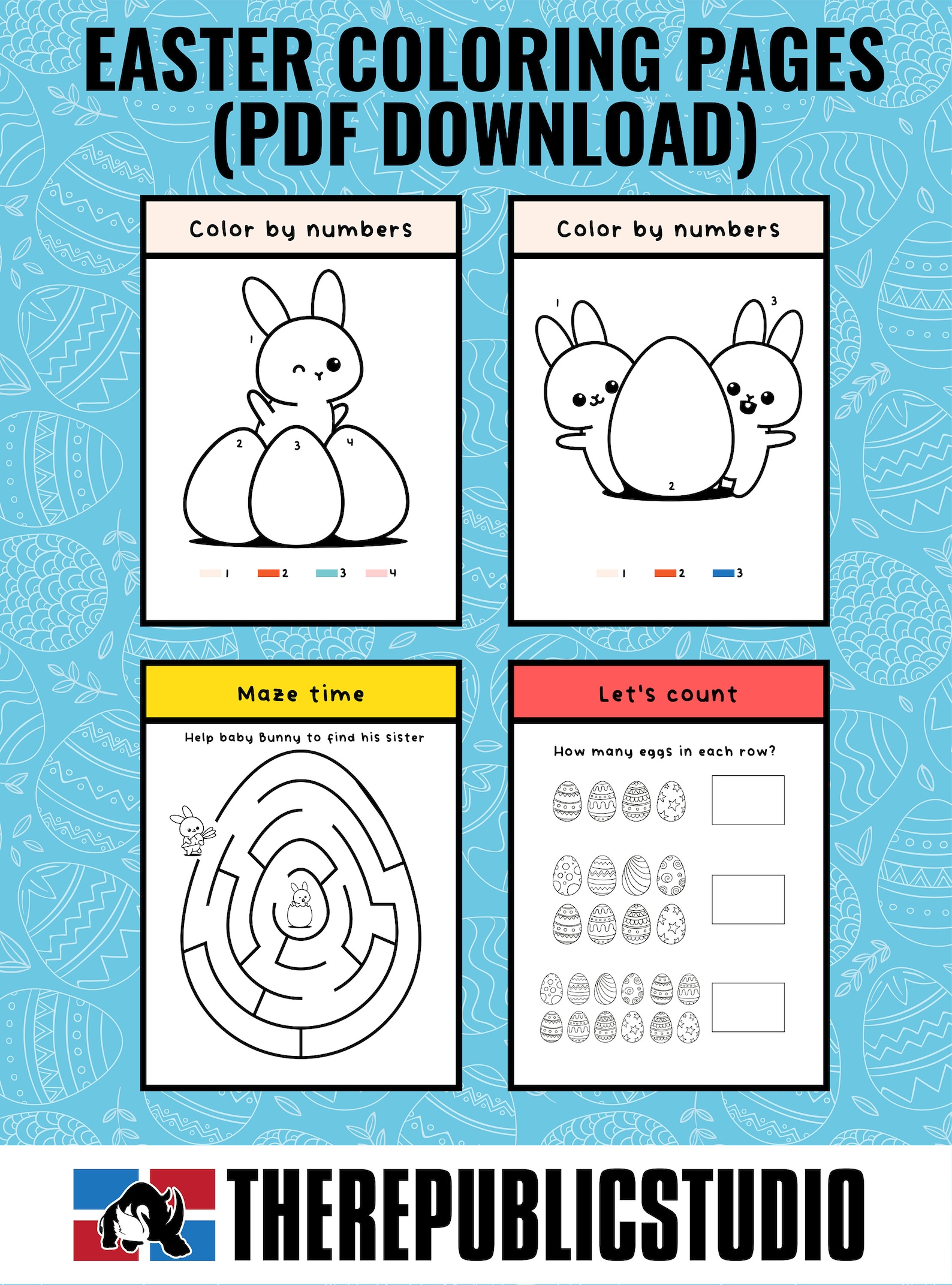 Easter Coloring and Activity Pages for Kids Printable Easter | Etsy