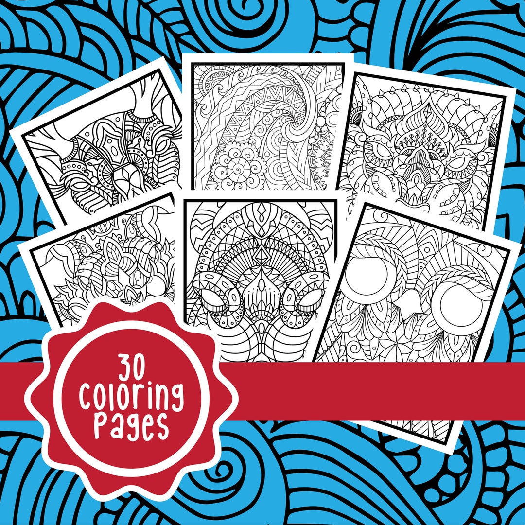 Mandala Animals Adult Coloring Pages for Meditation and Stress Relieve ...