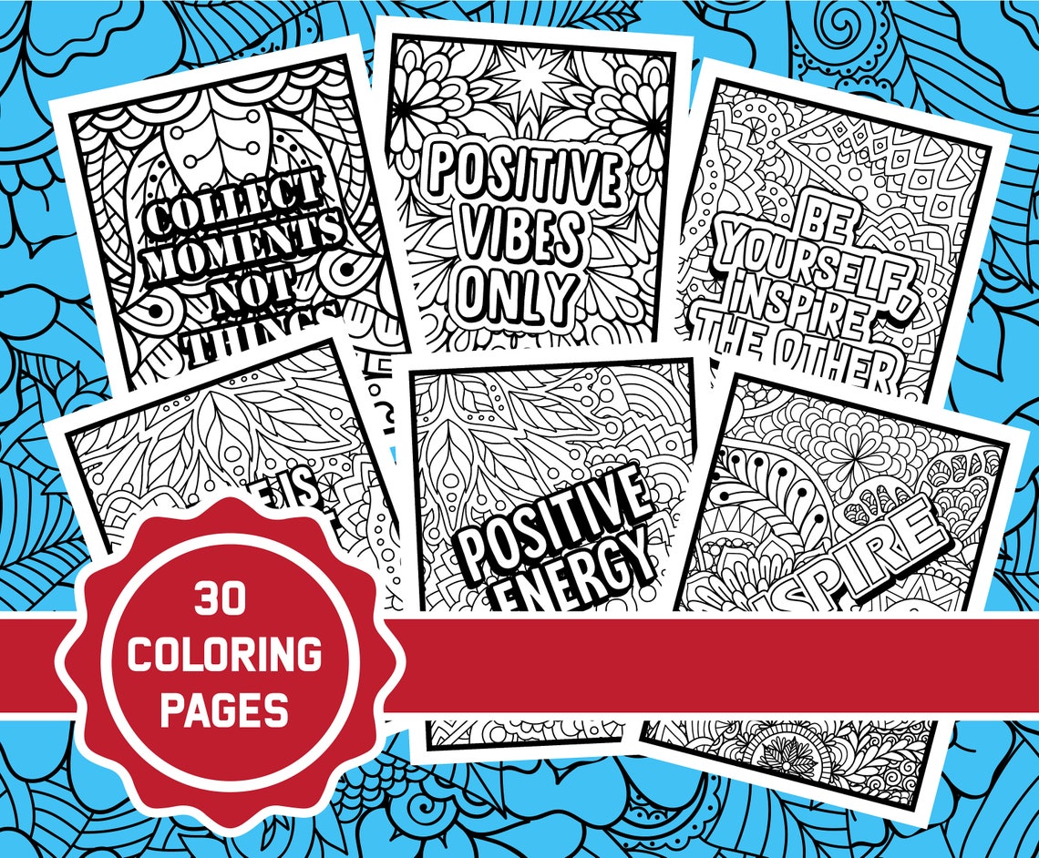 30 Motivational & Positive Quotes Coloring Pages for Adult - Etsy