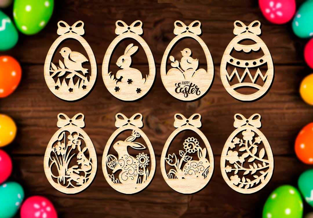 Bunny Easter SVG Laser Cut Files, Set of 8 Amazing Easter Eggs Laser ...