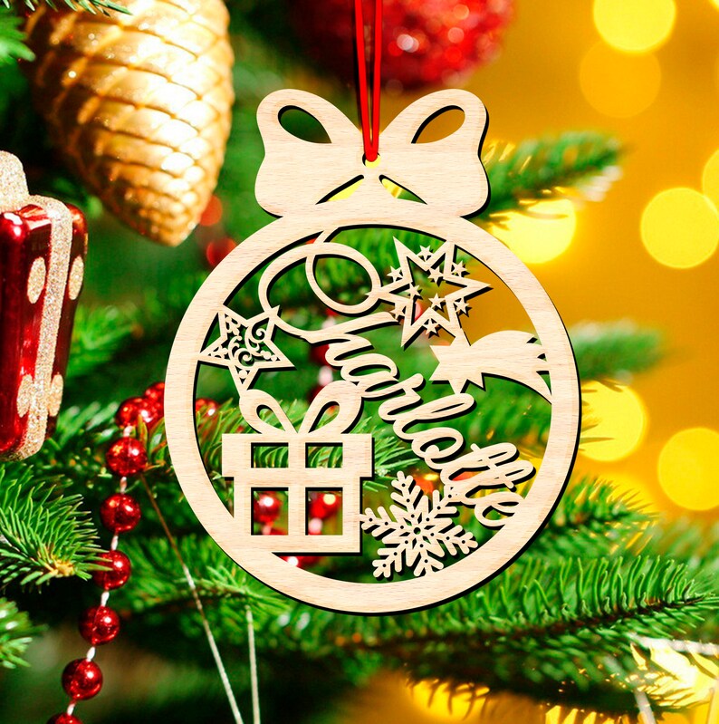 Christmas Ornaments Svg Laser Cut Files Personalizable 6 Etsy