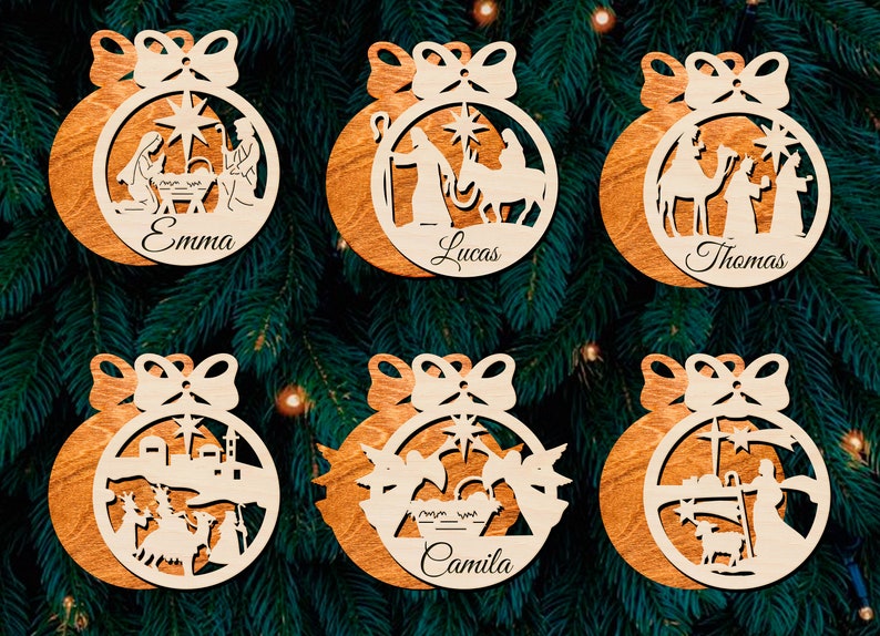 Adorno de Belén SVG, decoración personalizada para árbol de Navidad ...
