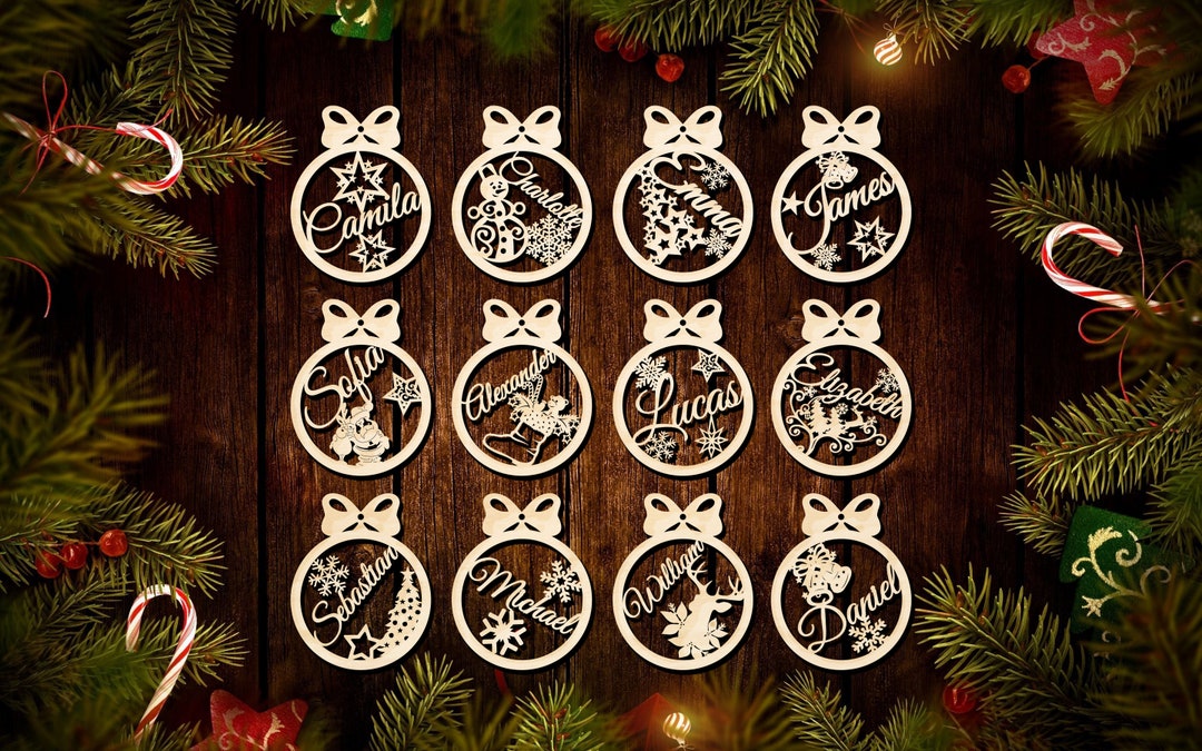 Christmas Ornaments SVG Laser Cut Files, Personalizable 12 Designs for ...