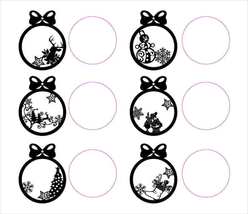 Christmas Ornaments Svg Laser Cut Files Personalizable 6 Etsy