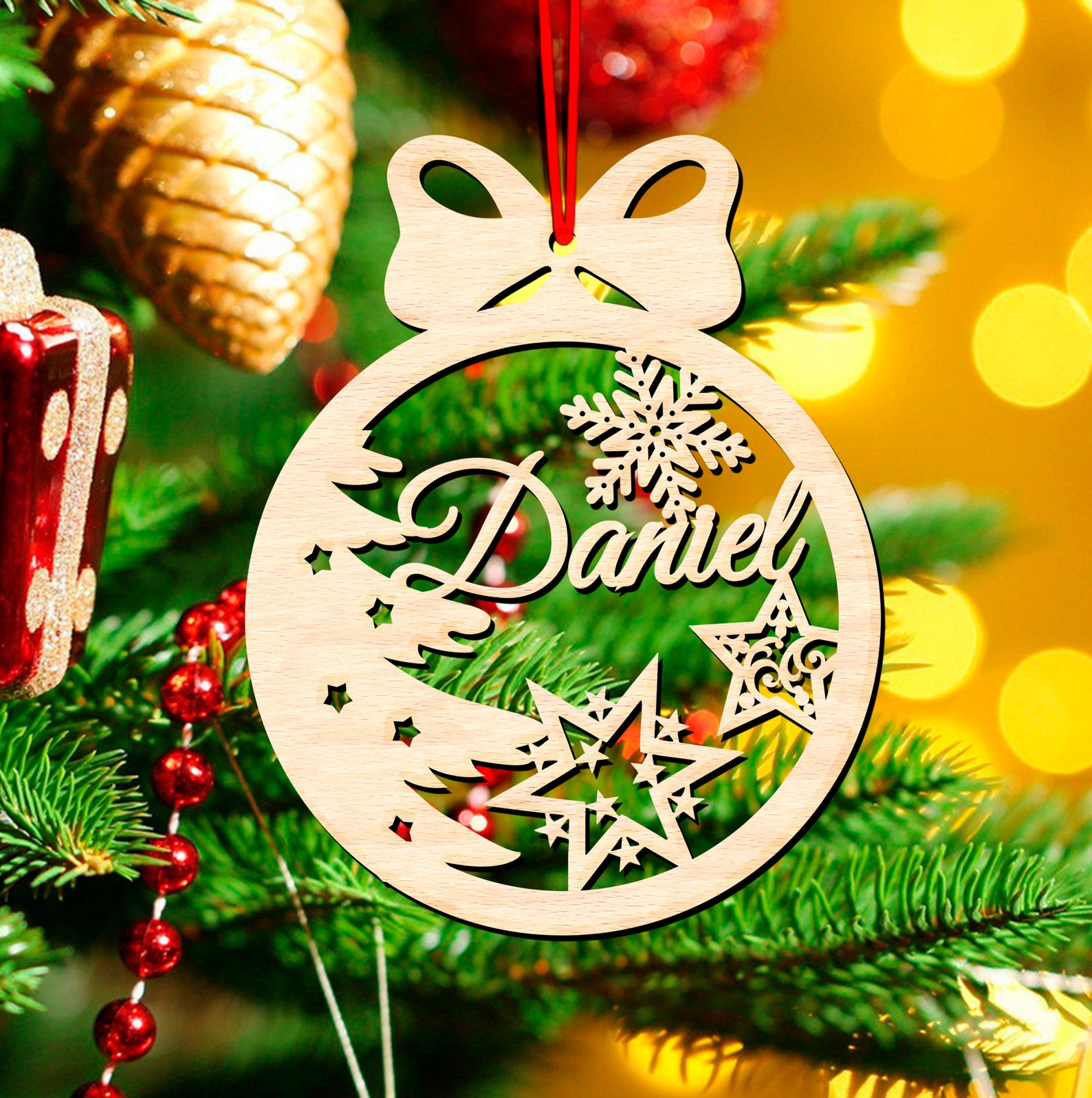 Christmas Ornaments SVG Laser Cut Files Personalizable 6 - Etsy