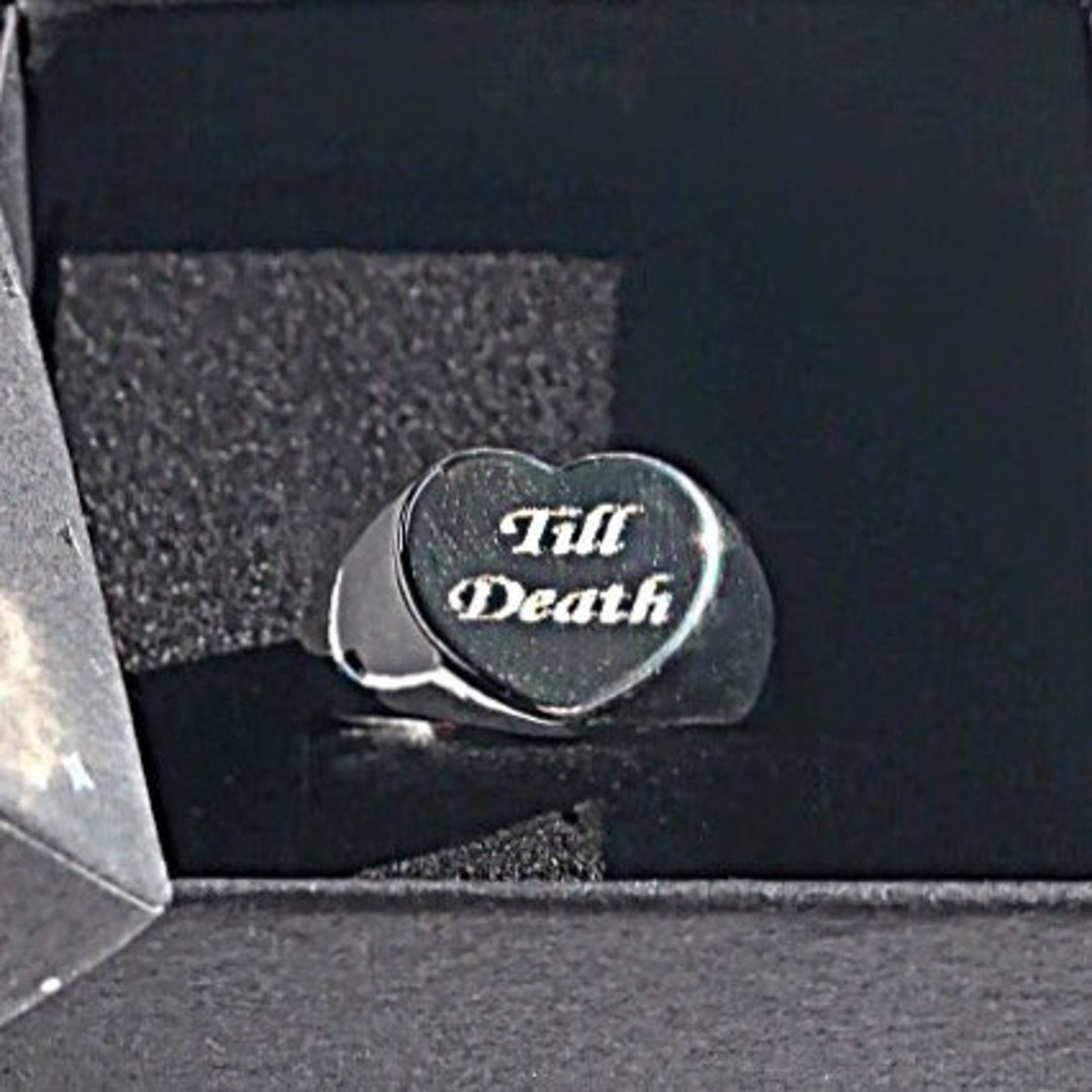 TILL DEATH Silver Heart Ring / Signet Ring Till Death Signet Ring ...