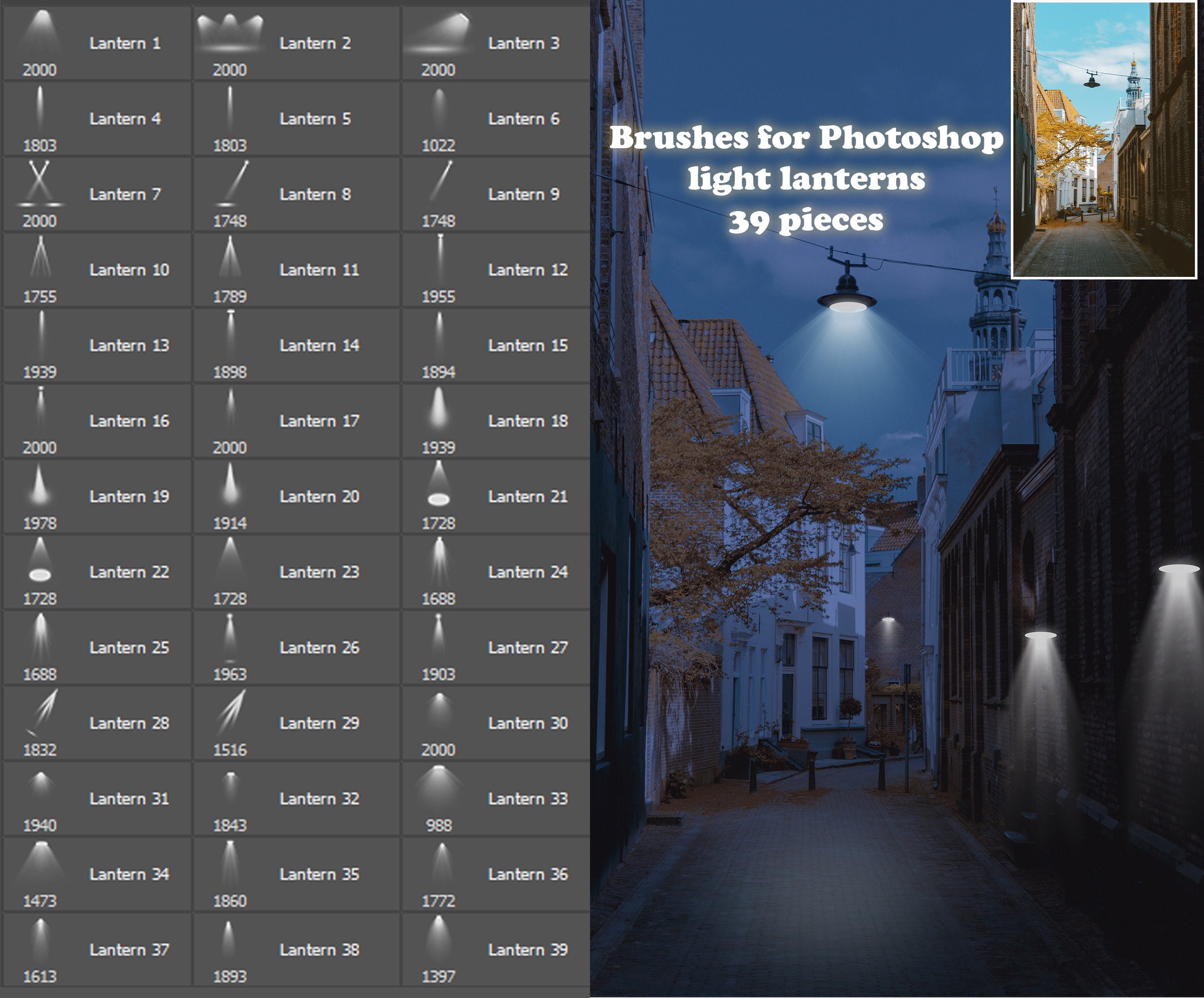 Light Lantern Photoshop Brushes: Light Beam Effects (ABR) - Etsy