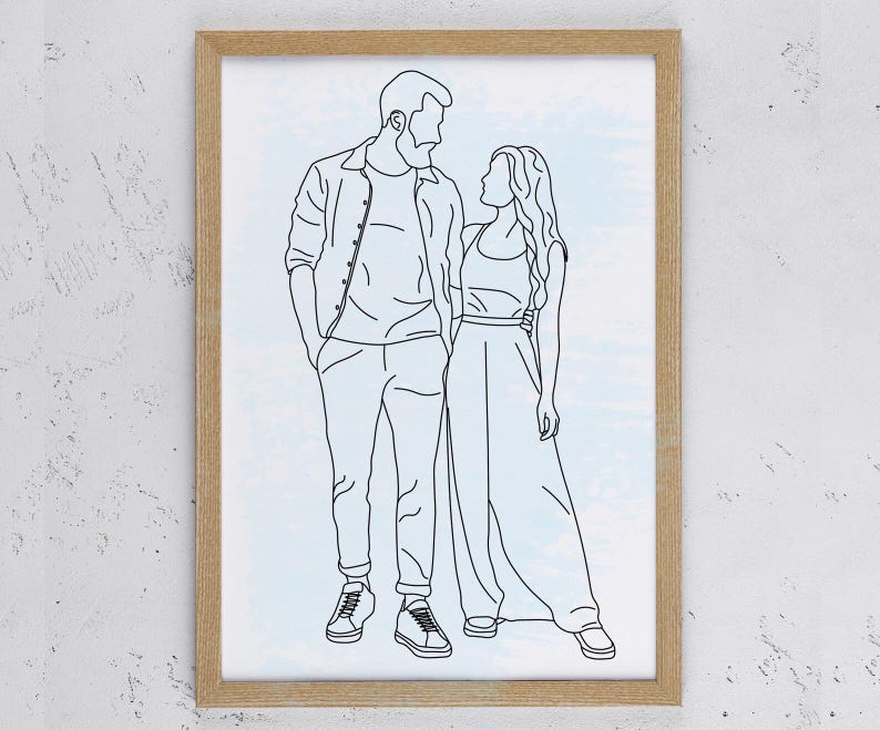 Custom Outline Portrait From Photo, Unique Minimalist Art (digital ...