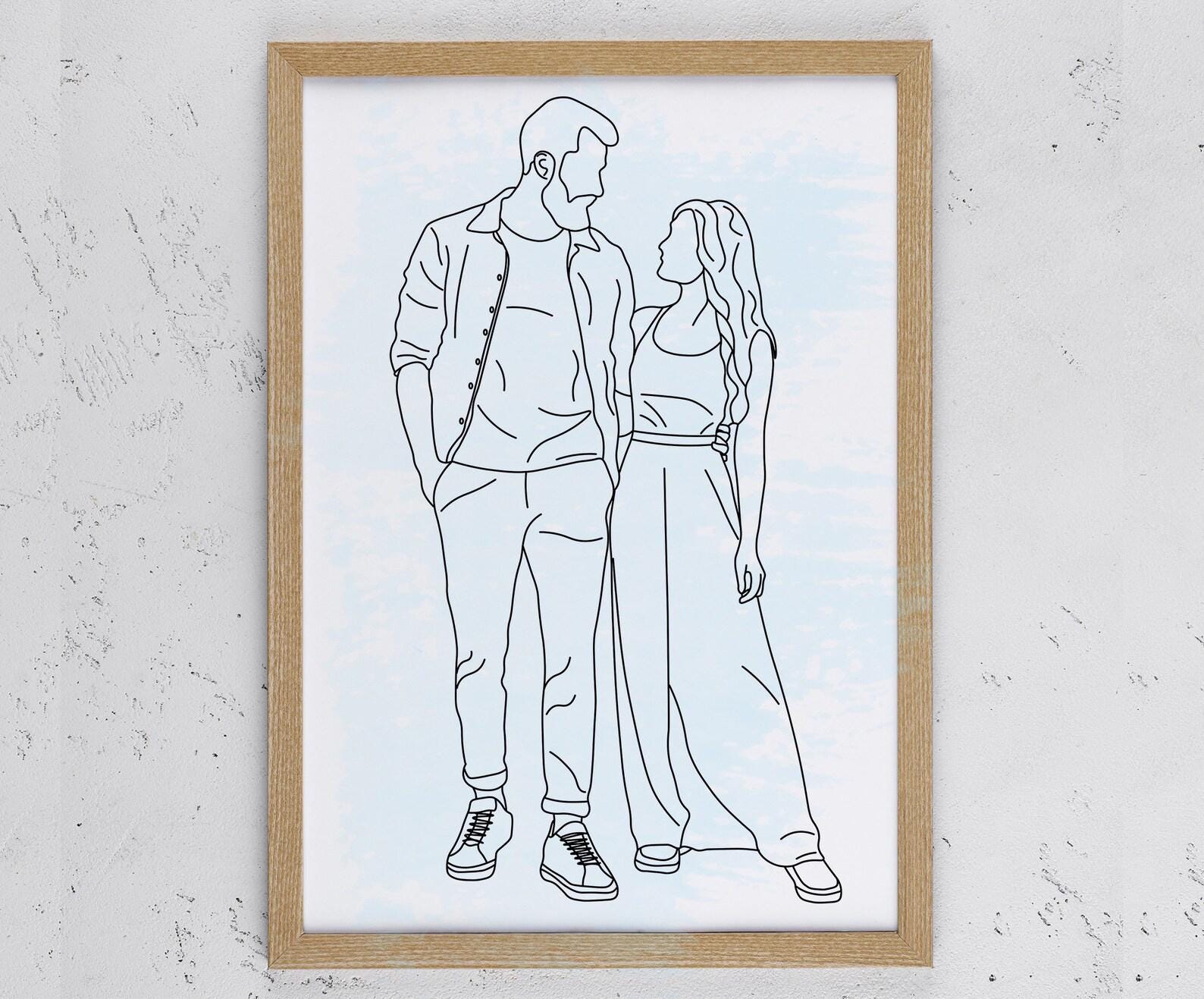 Custom Outline Portrait From Photo, Unique Minimalist Art (digital ...